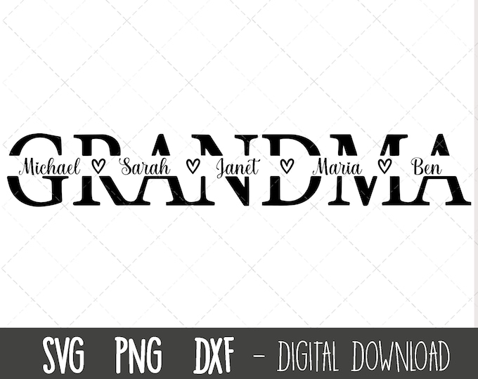 Grandma SVG, Grandmother Svg, Grandma Split Name Frame Svg, Granny Svg ...