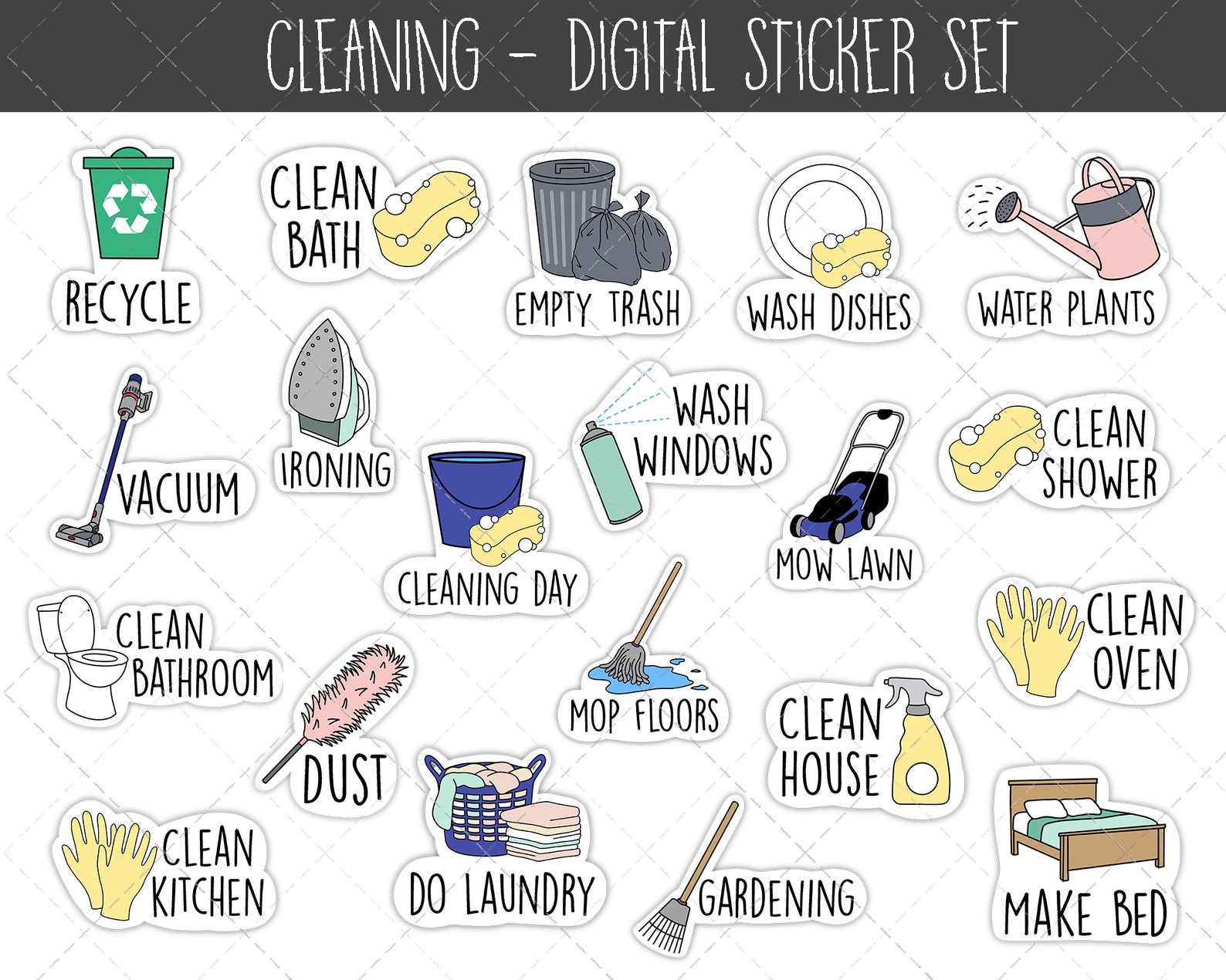 Cleaning Digital Stickers Goodnotes Stickers Pre-cropped | Etsy