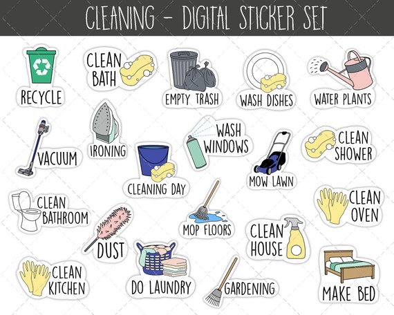 Cleaning Digital Stickers Goodnotes Stickers Pre-cropped | Etsy