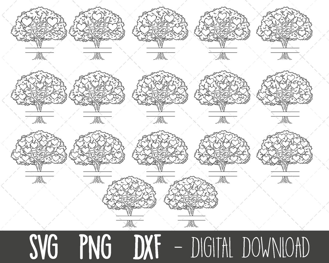 Family Tree SVG, Family Split Name Frame Svg, Family Clipart, Family ...