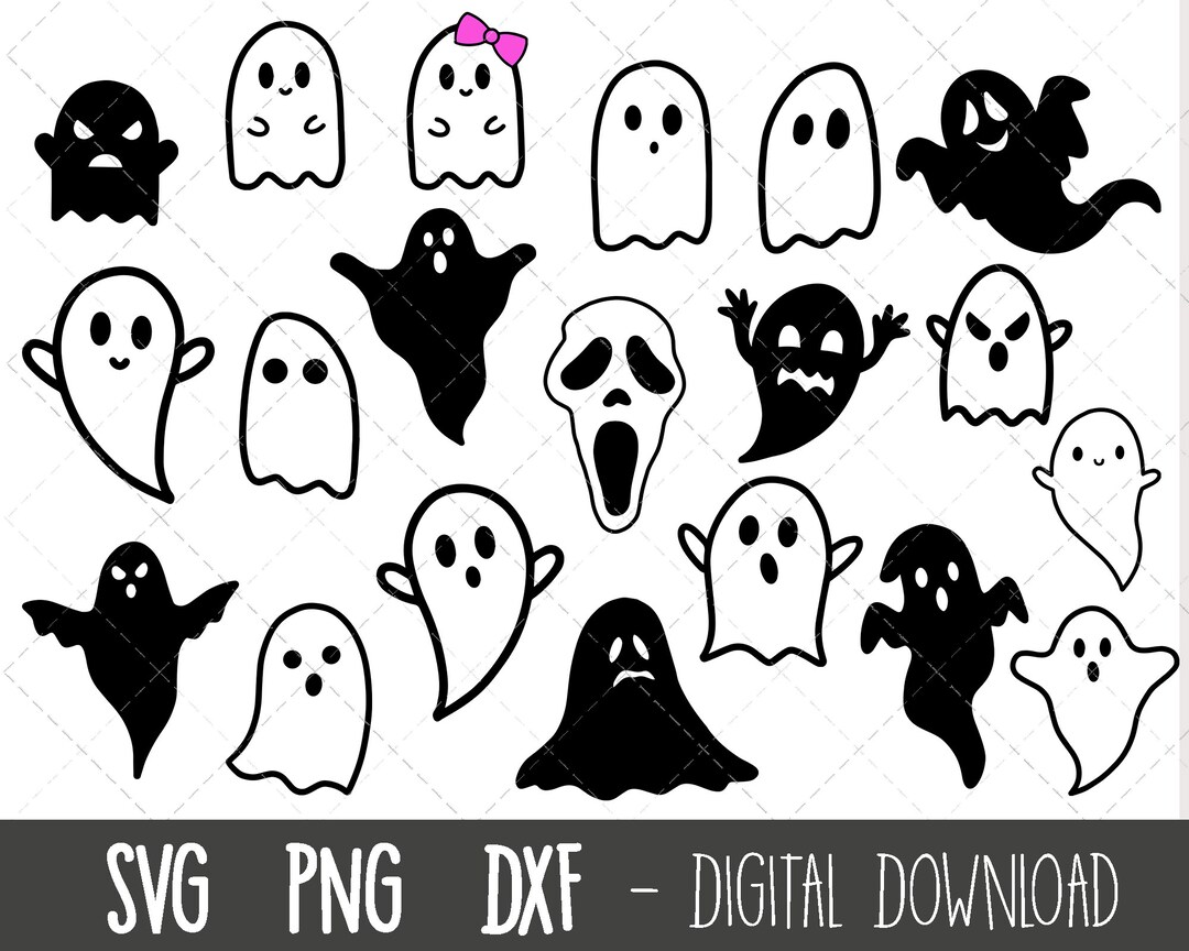 Ghost Svg Bundle, Cute Ghost Bundle, Halloween Svg, Halloween Clipart ...