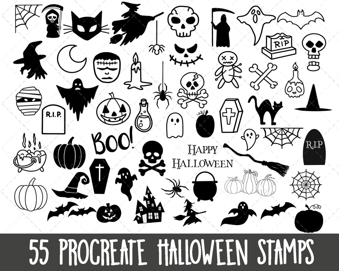Procreate Halloween Stamps Procreate Halloween Set Procreate - Etsy