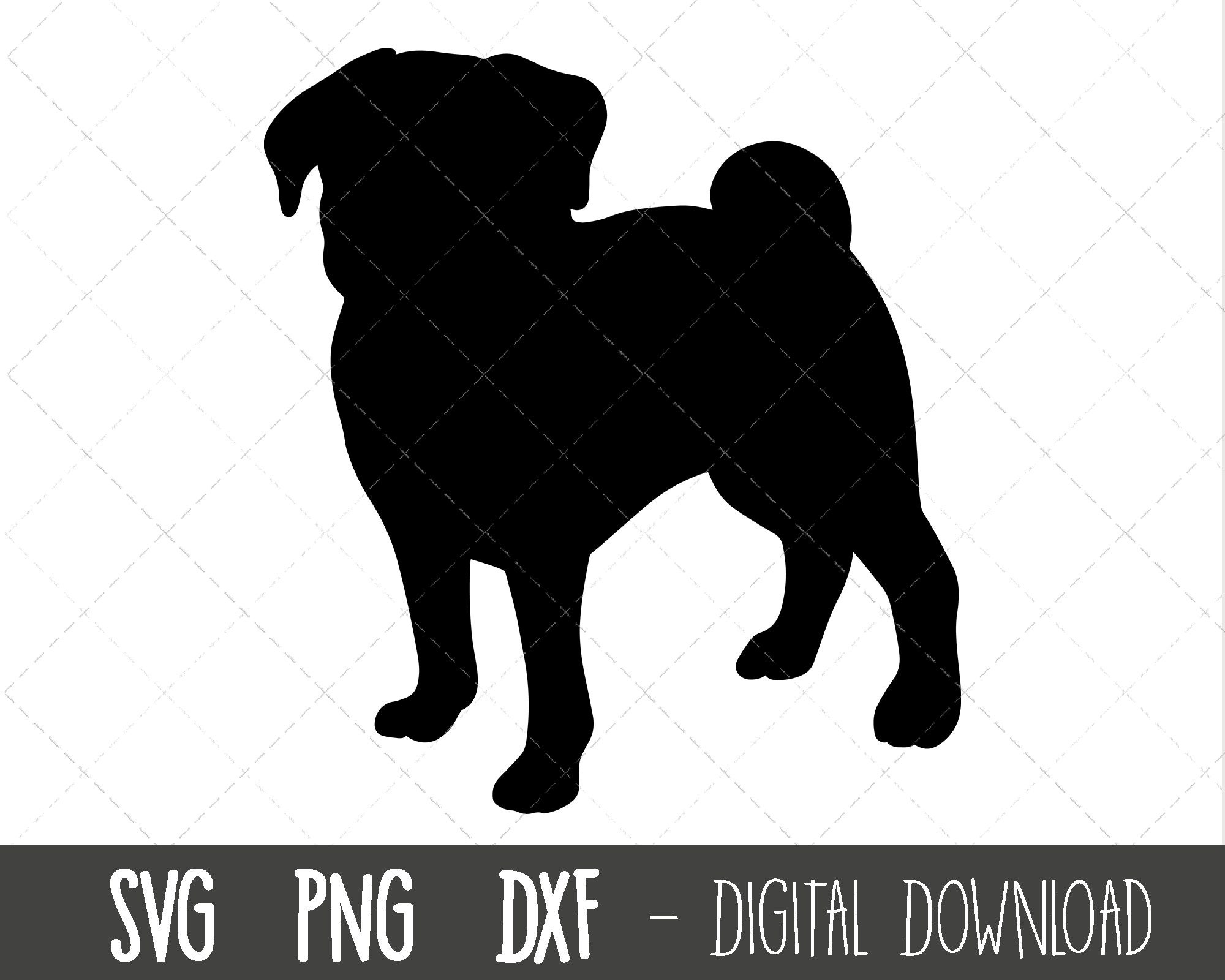 Pug SVG perro svg silueta pug pug contorno png pug - Etsy México