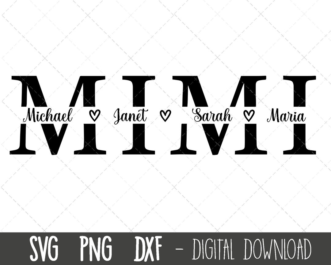 Mimi SVG, Mother Svg, Mother's Day SVG, Mom Split Name Frame Svg, Mimi ...