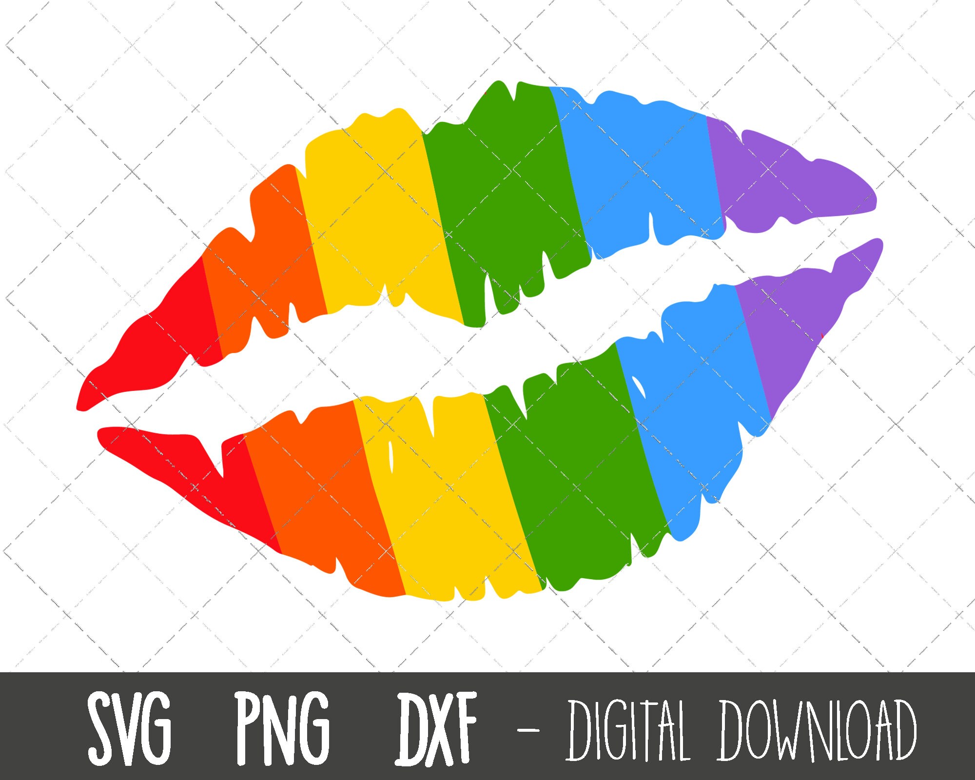 Rainbow Lips Svg Pride Lips Clipart Rainbow Vector Rainbow | Etsy