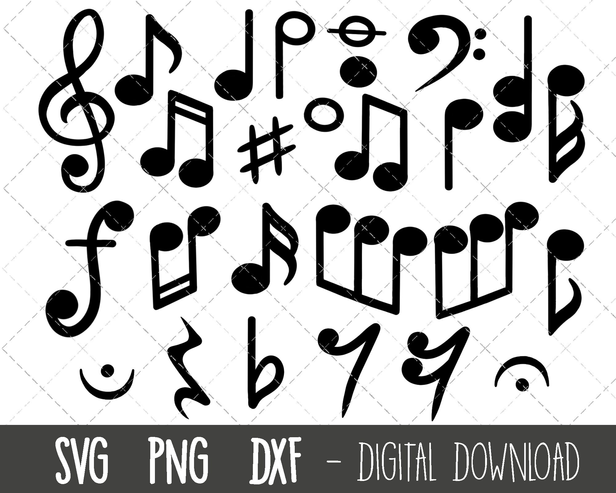 Musical Notes Svg Bundle Treble Clef Svg Quaver Svg Music - Etsy