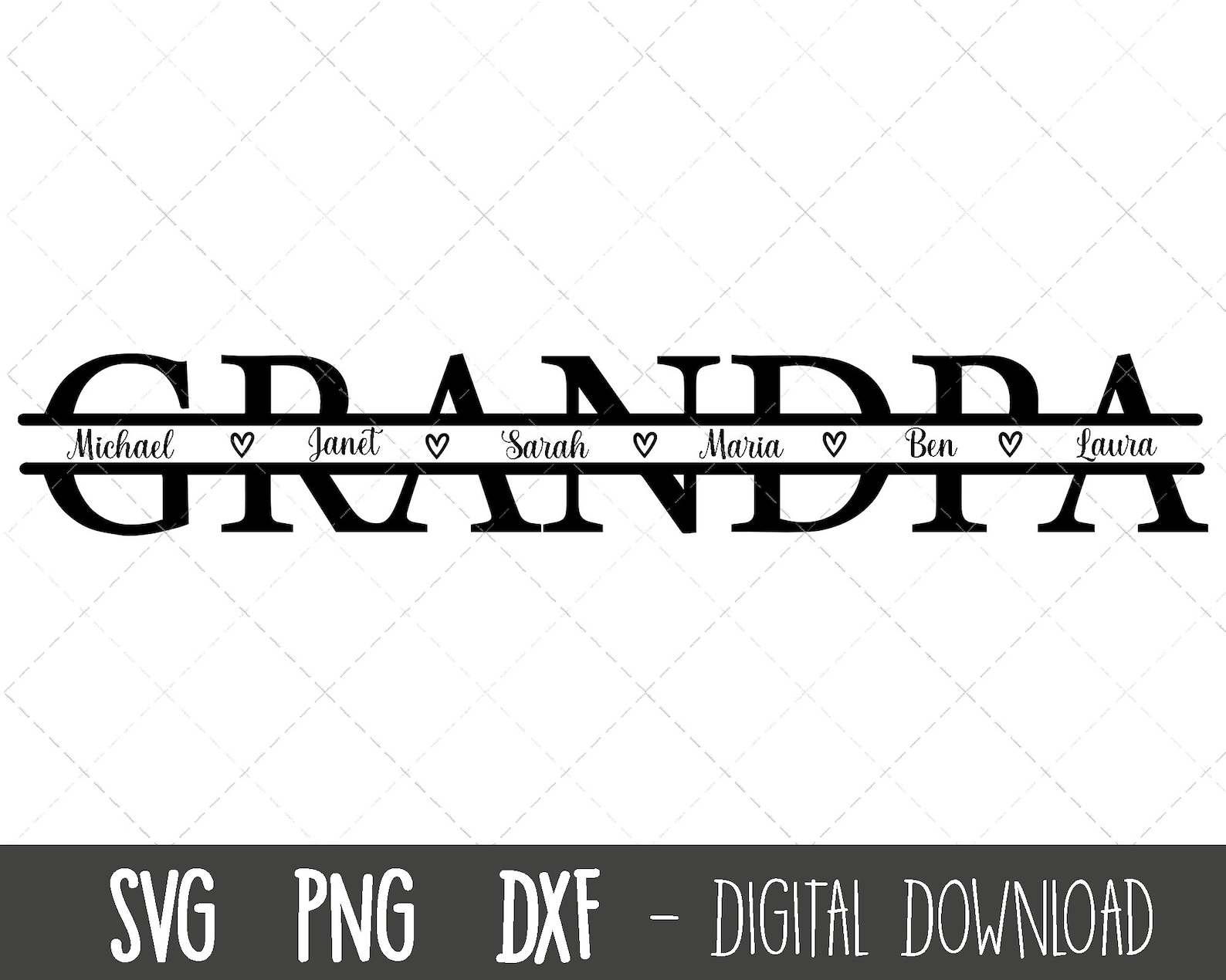 Grandpa SVG, Grandfather Svg, Grandpa Split Name Frame Svg, Grandad Svg ...