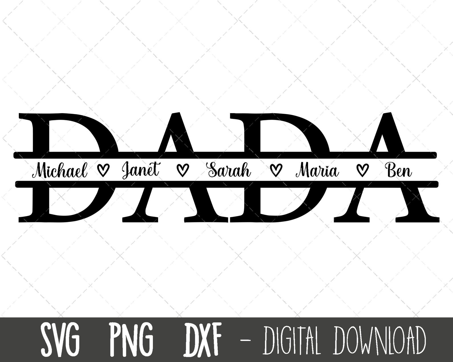 Dada SVG, Father Svg, Father's Day SVG, Dada Split Name Frame Svg, Dada ...
