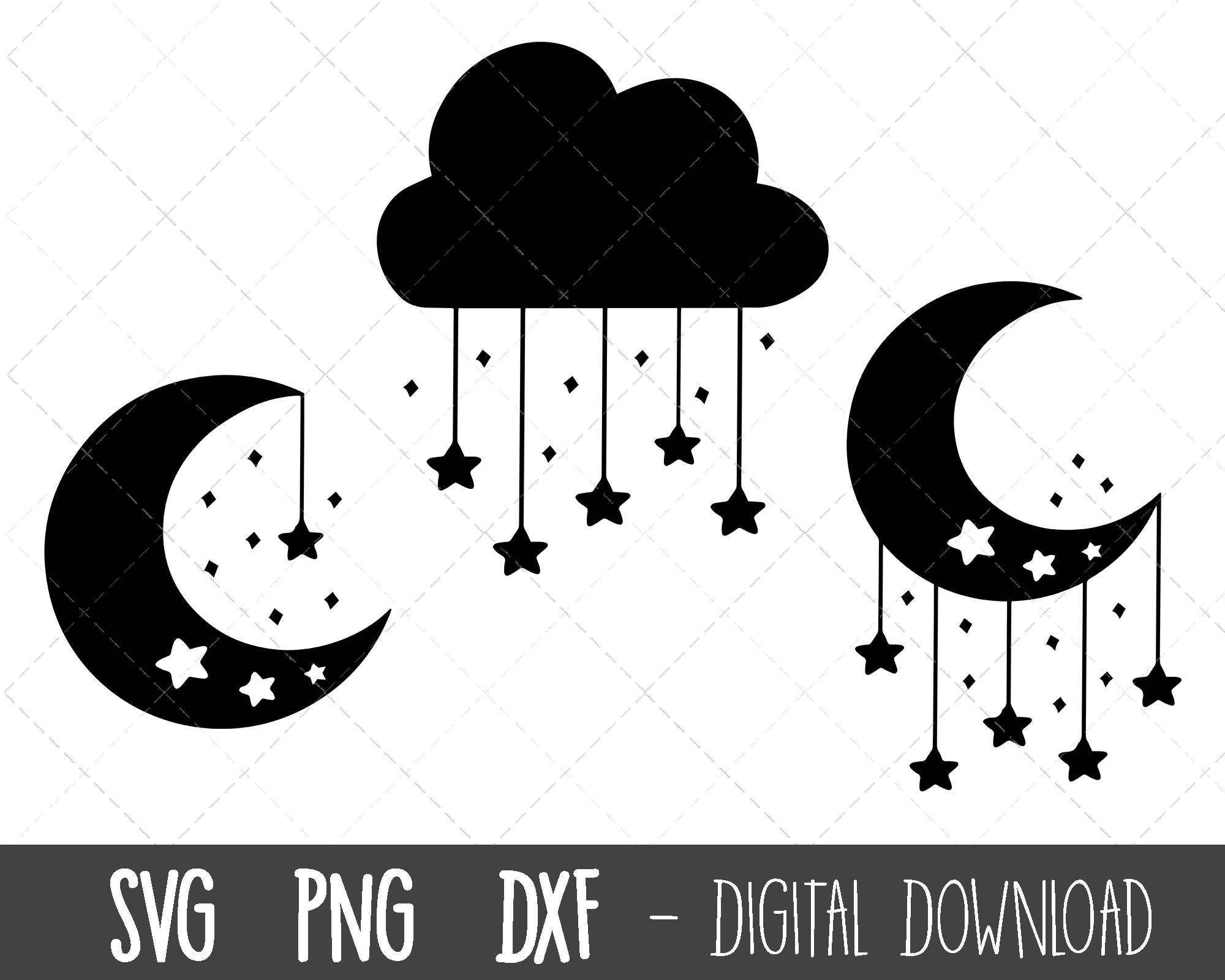Moon and Stars Svg Bundle Moon Svg Star Svg Star Silhouette - Etsy