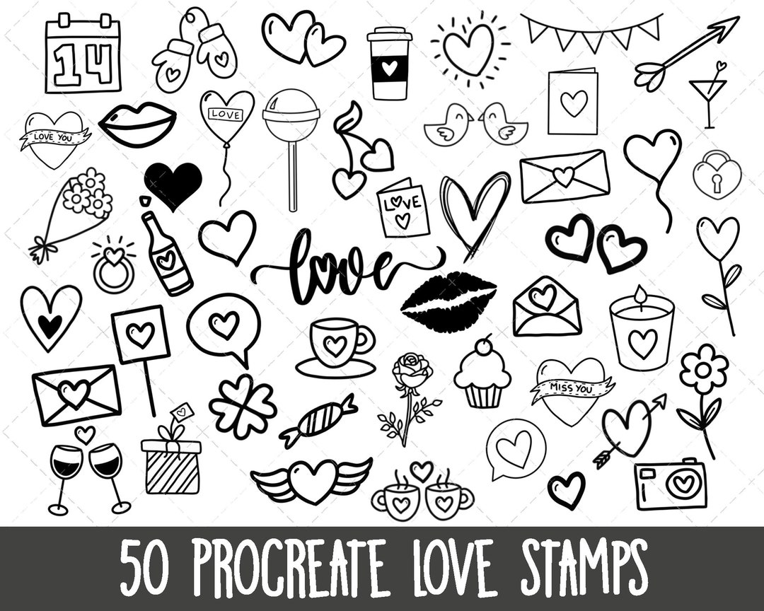 Procreate Love Stamps, Procreate Valentines Stamps, Procreate Hearts ...