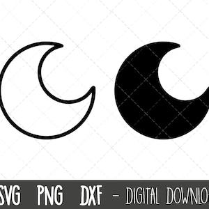 Moon Svg, Crescent Moon Svg, Half Moon Svg, Moon Clipart, Moon ...
