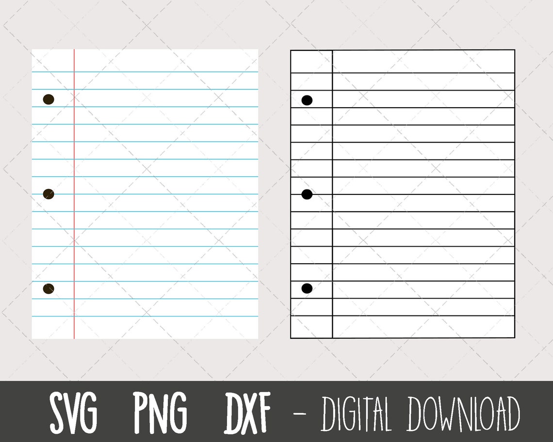Lined Notebook Paper SVG Bundle, School Paper Svg, School Clip Art ...