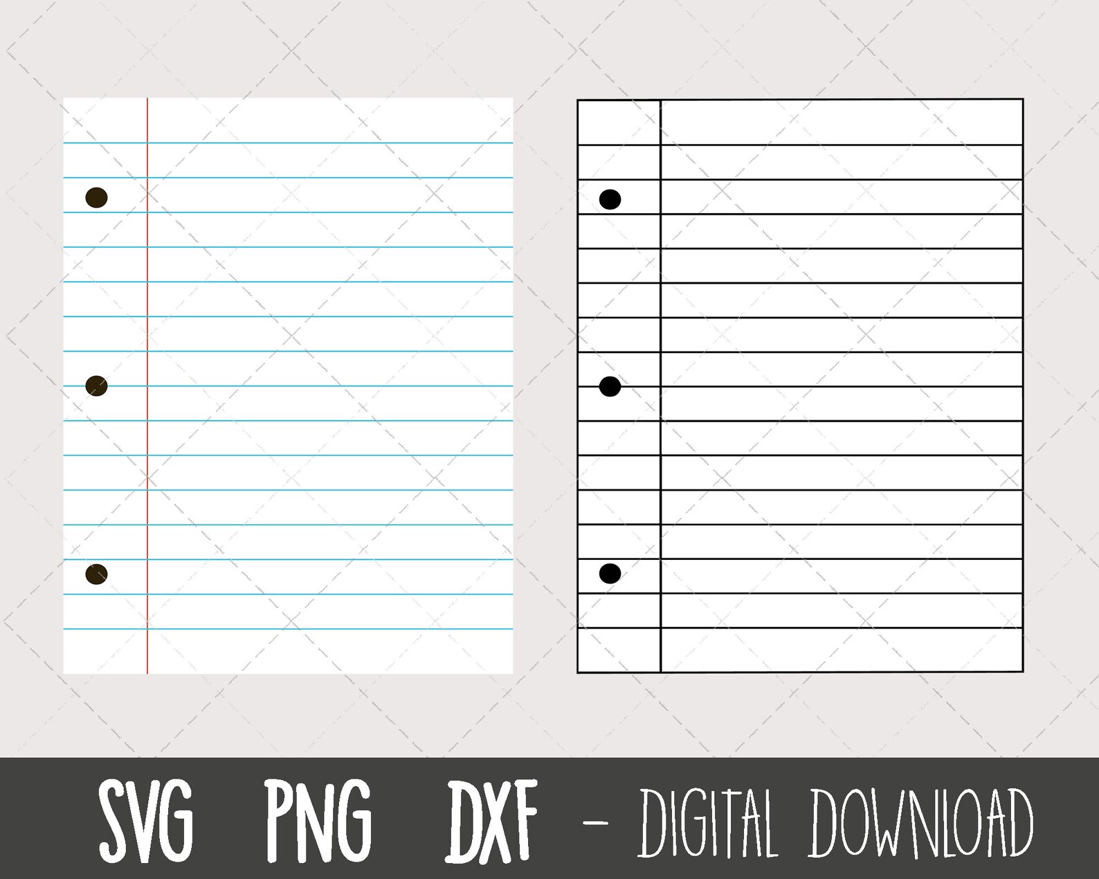 Lined Notebook Paper SVG Bundle, School Paper Svg, School Clip Art ...