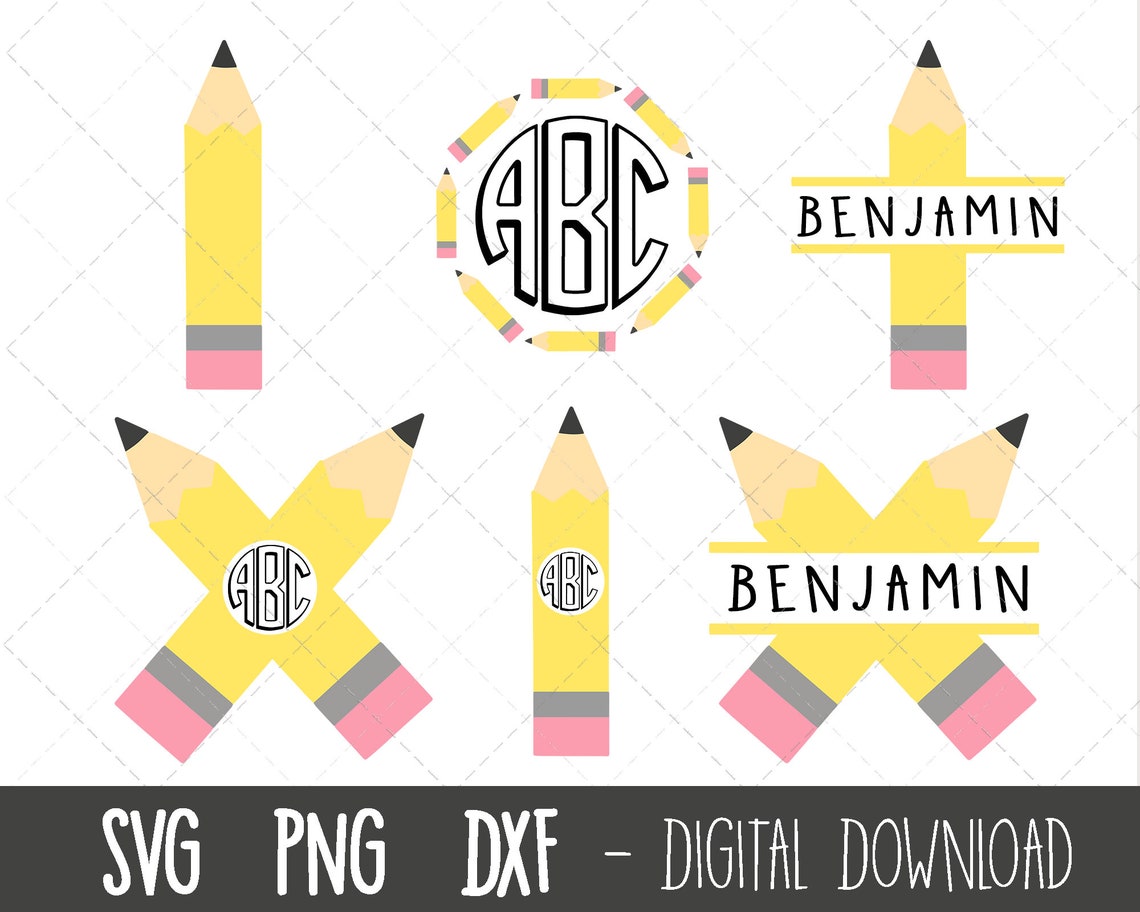 Pencil Name Frame SVG Pencil Svg Bundle Pencil Clipart | Etsy