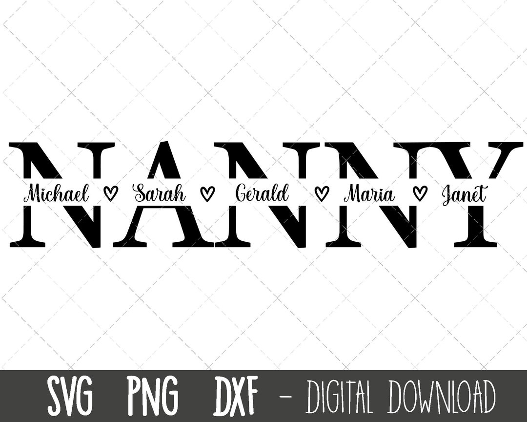 Nanny Svg Grandmother Svg Nanny Split Name Frame Svg Grandma Svg