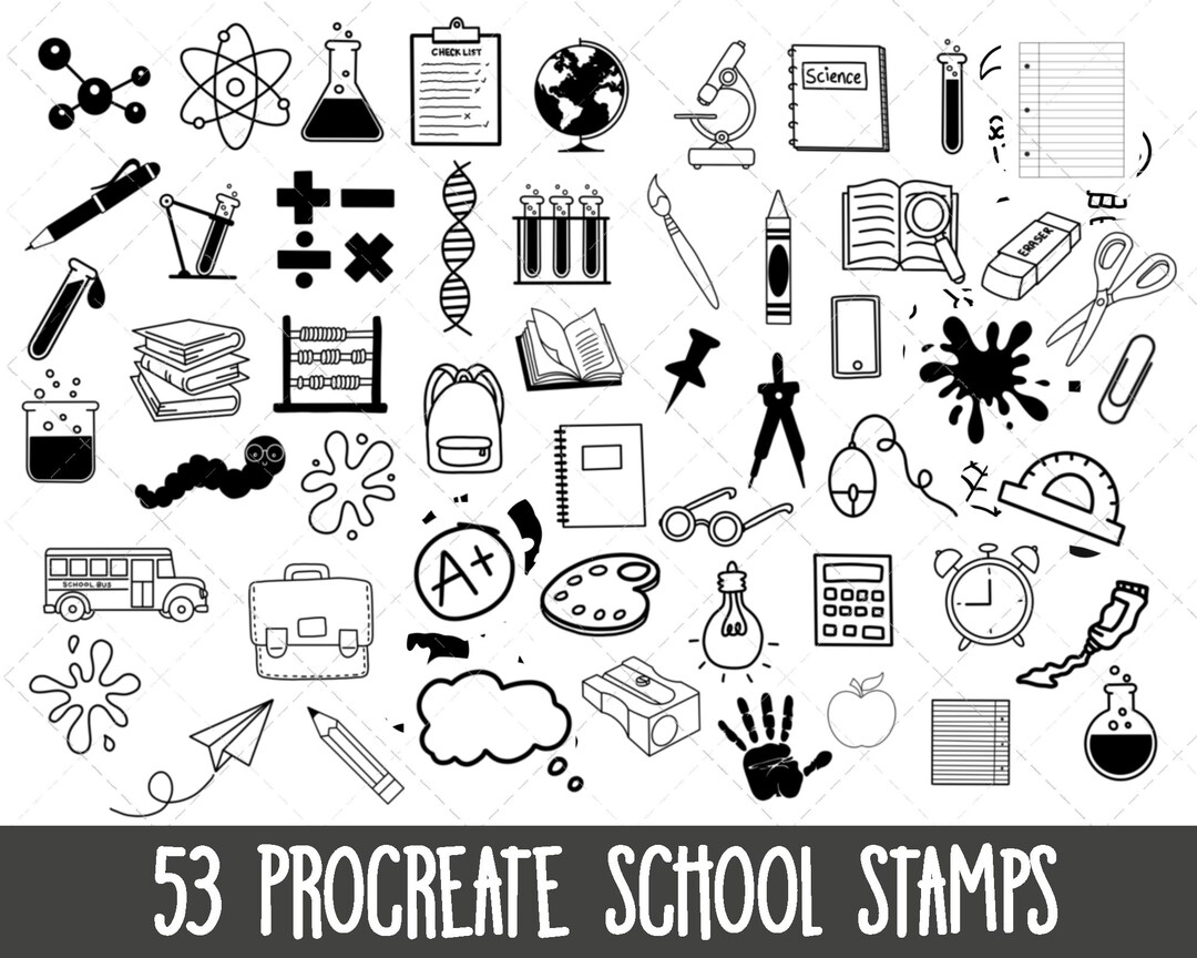 Procreate School Stamps, Procreate Stamp Set, Procreate School Teacher ...