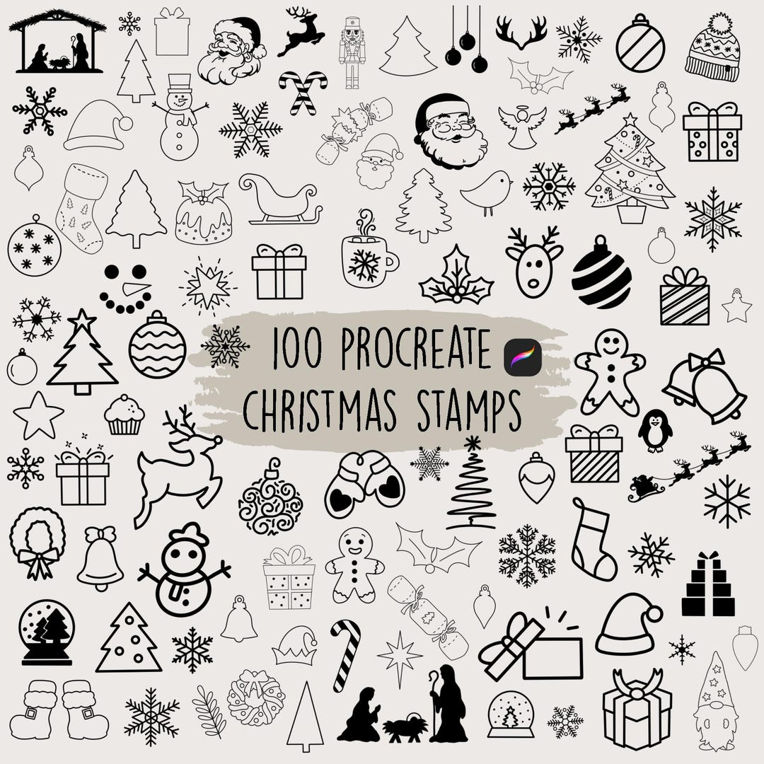 Procreate Christmas Stamps, Procreate Stamp Set, Christmas Procreate ...