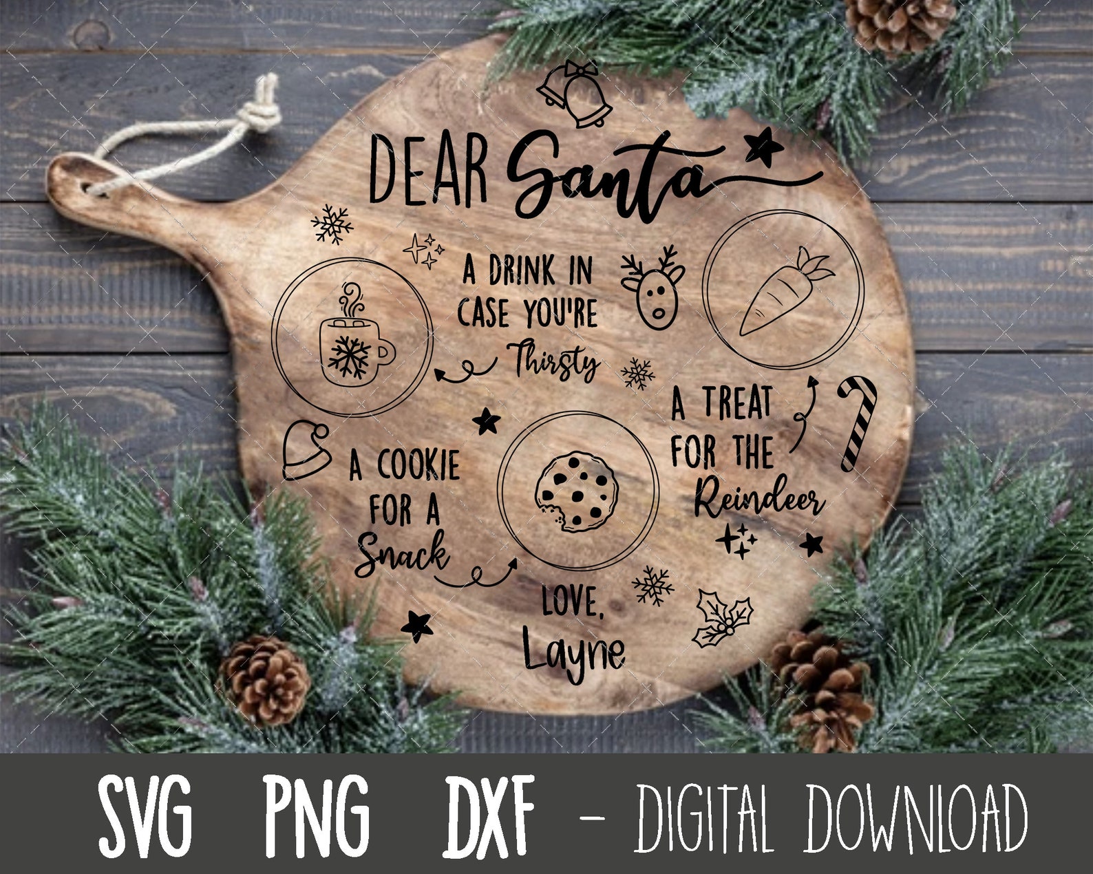 Dear Santa Tray Svg Santa Tray Svg Bundle Santa Cookie Tray - Etsy