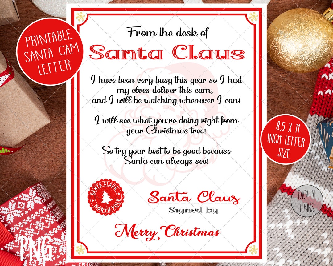 Santa Cam Letter, Printable Santa Cam Letter, Printable Santa Cam ...