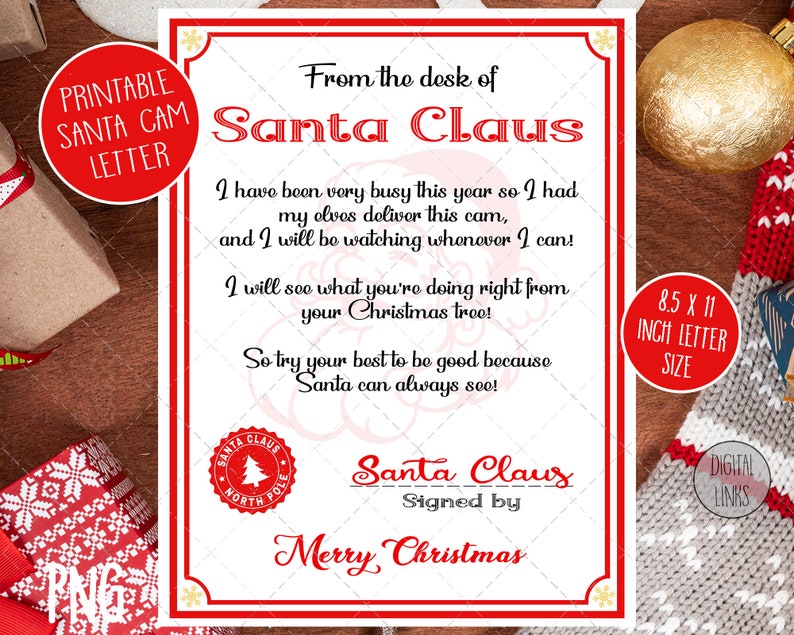 Santa Cam Letter Printable Santa Cam Letter Printable Santa - Etsy