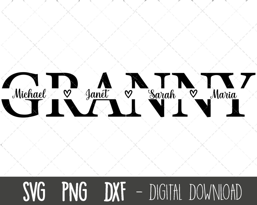 Granny SVG, Grandmother Svg, Grandma Split Name Frame Svg, Grandma Svg ...