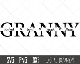 Grandma SVG, Grandmother Svg, Grandma Split Name Frame Svg, Granny Svg ...