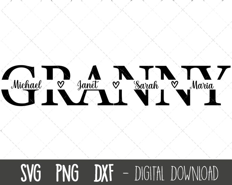 Granny SVG Grandmother Svg Grandma Split Name Frame Svg - Etsy