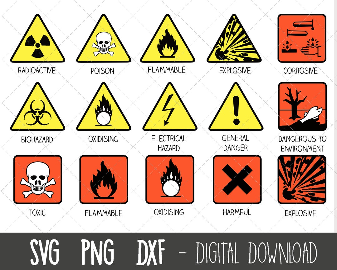 Science Svg Bundle, Laboratory Signs Svg, Science Clipart, Danger Signs ...