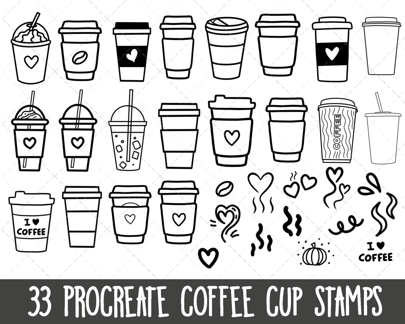 Procreate Coffee Cup Stamps Procreate Stamp Set Procreate - Etsy