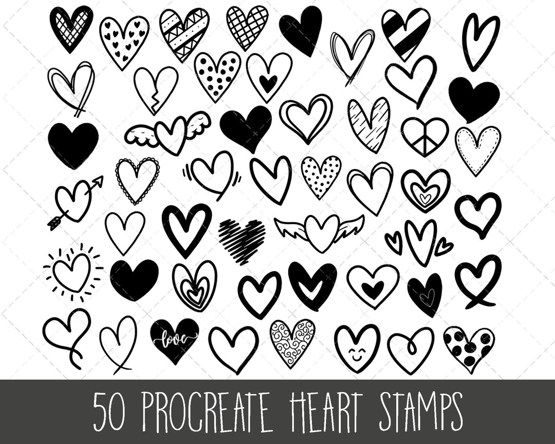 Procreate Heart Stamps, Procreate Valentines Stamps, Procreate Hearts ...