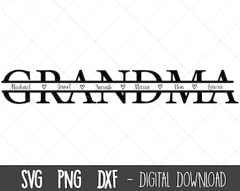 Grandma SVG, Grandmother Svg, Grandma Split Name Frame Svg, Granny Svg ...