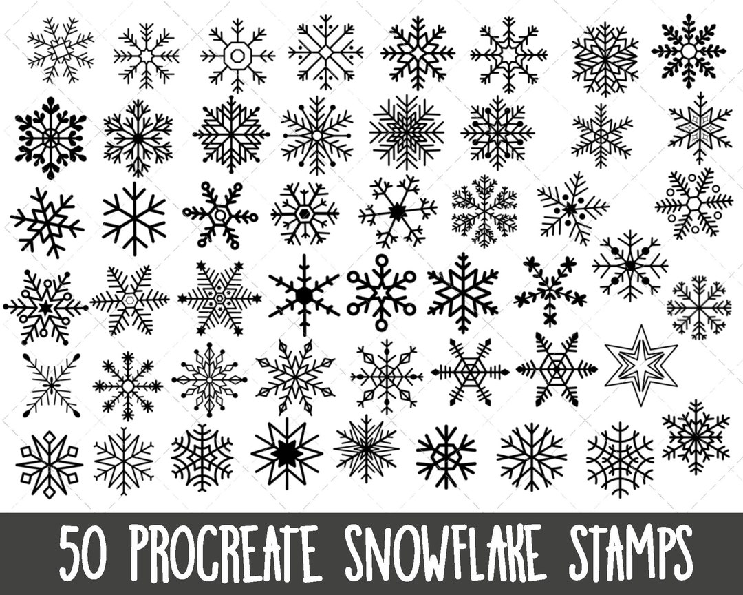 Procreate Snowflake Stamps, Procreate Stamp Set, Procreate Snowflake ...