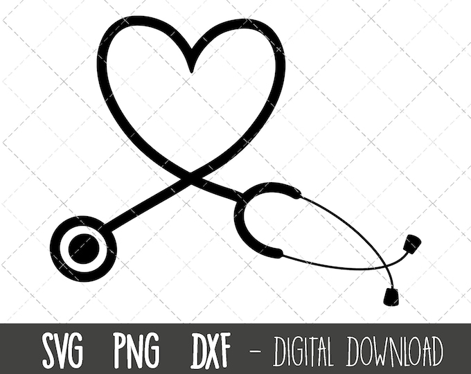 Stethoscope Svg, Heart Stethoscope Svg, Nursing Clipart, Stethoscope ...
