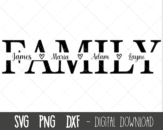 Family SVG Family Split Name Frame Svg Family Clipart - Etsy