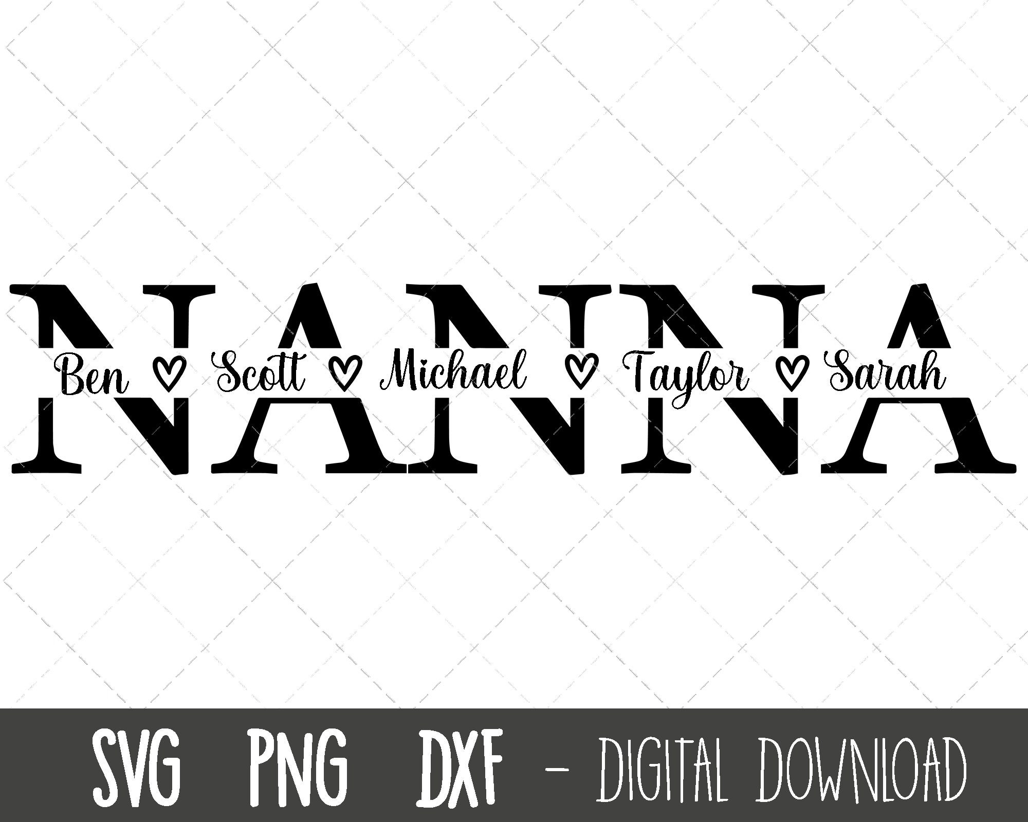 Nanna SVG Grandmother Svg Nanna Split Name Frame Svg - Etsy UK