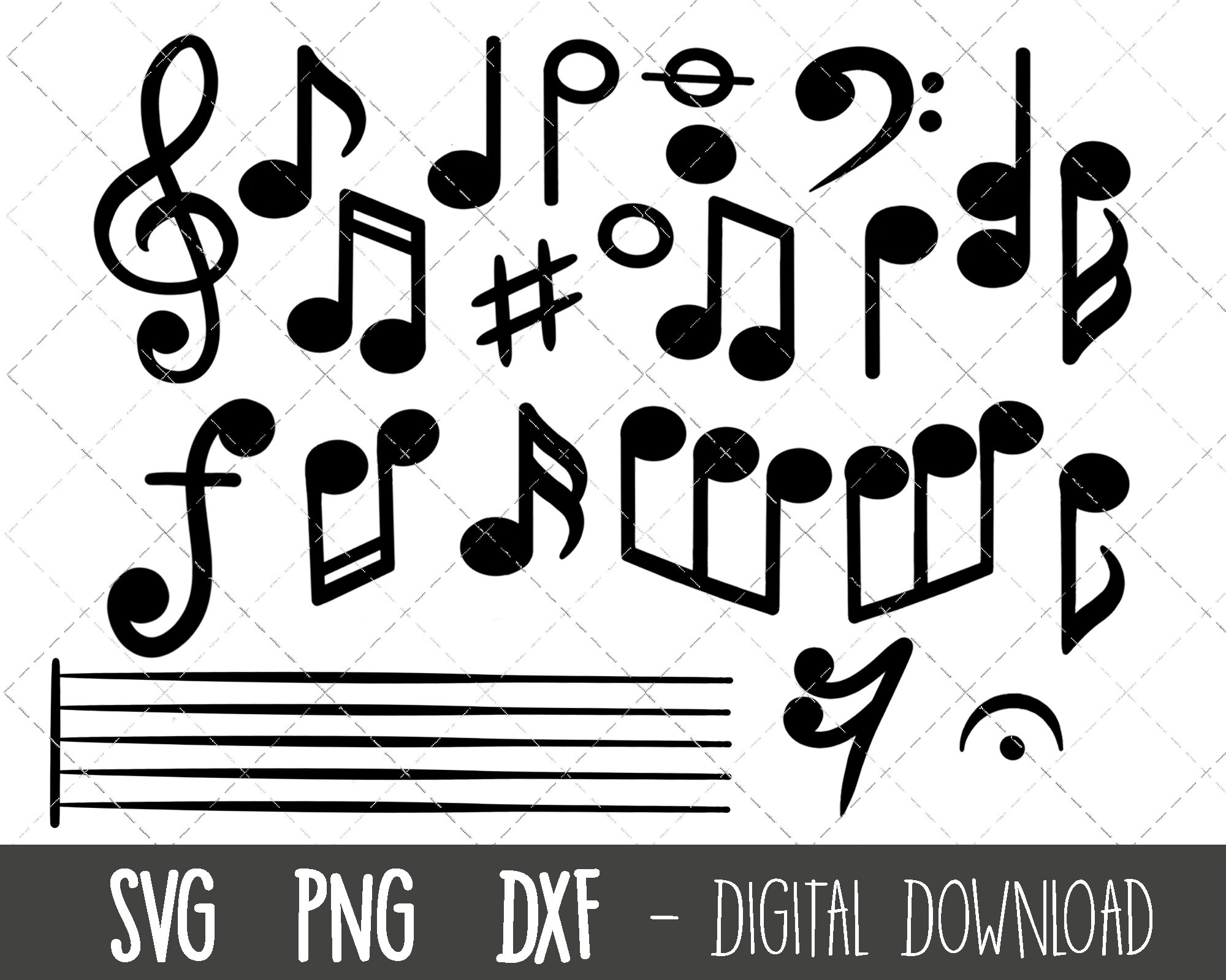 Musical Notes Svg Bundle Treble Clef Svg Quaver Svg Music - Etsy