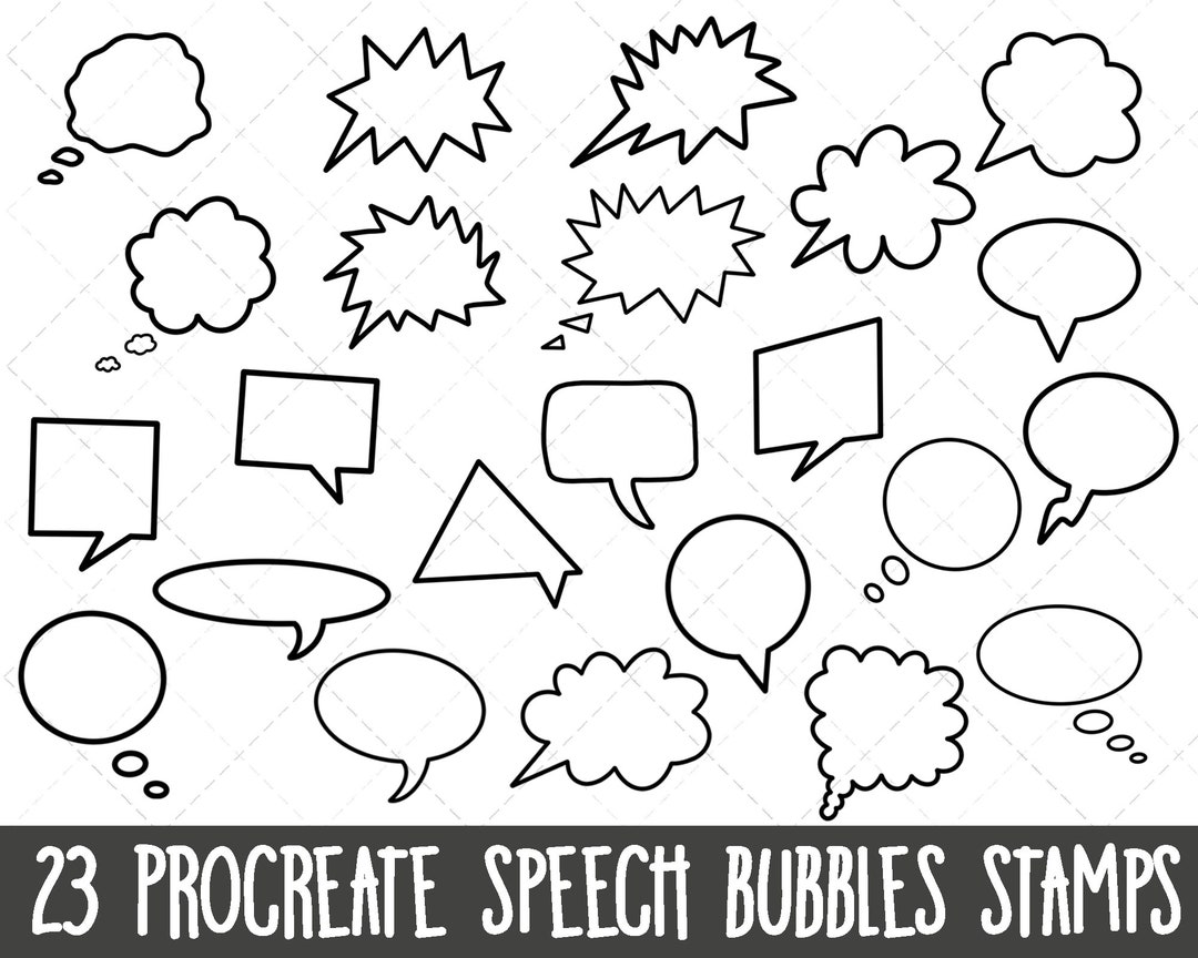 Procreate Speech Bubble Stamps, Procreate Stamp Set, Procreate Speech Bubbles, Procreate Doodles ...