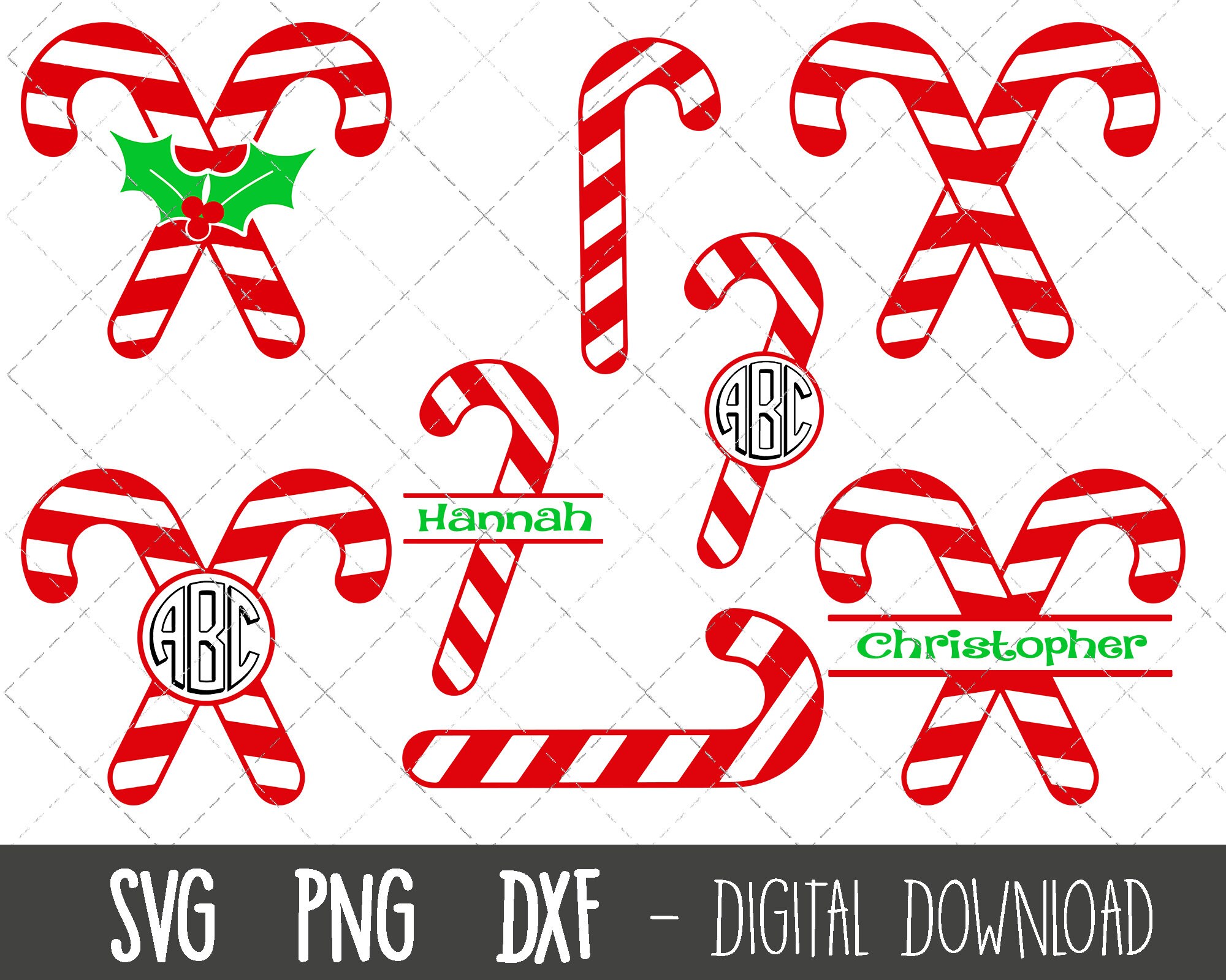 Candy Cane SVG Bundle Christmas SVG Bundle Candy Cane Clip | Etsy