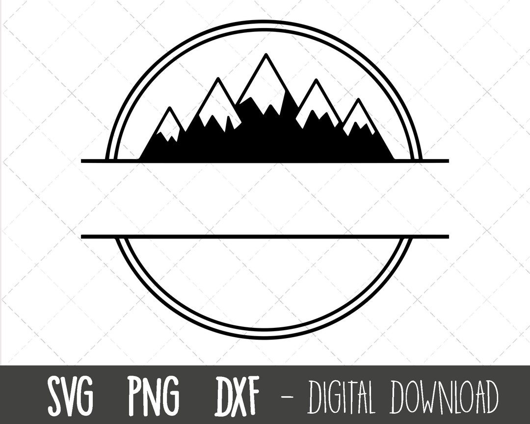 Mountain Split Name Frame Svg, Mountain Range Monogram, Mountain Range ...