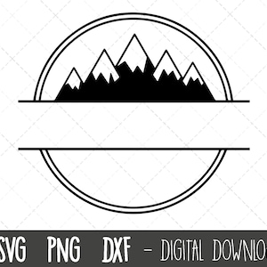 Mountain Split Name Frame Svg, Mountain Range Monogram, Mountain Range ...