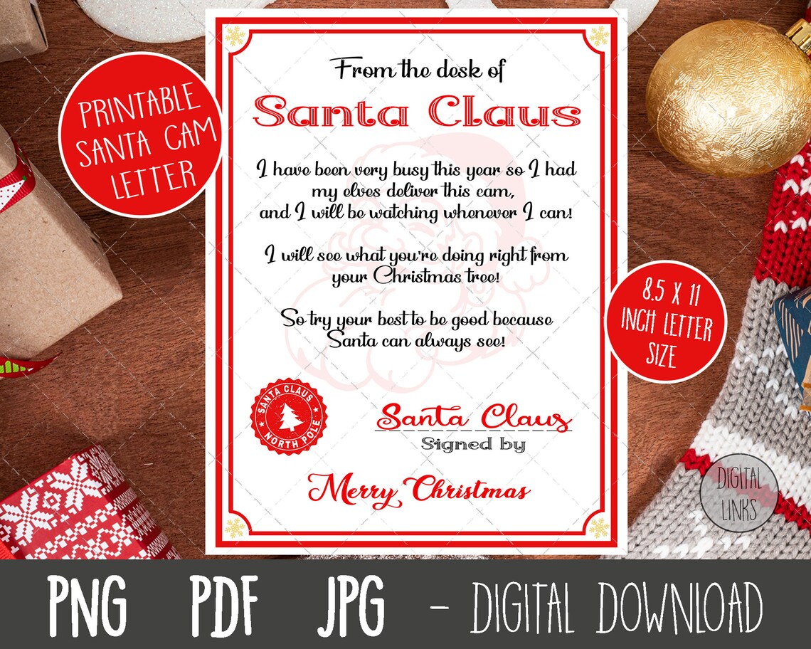 Santa Cam Letter Printable Santa Cam Letter Printable Santa - Etsy