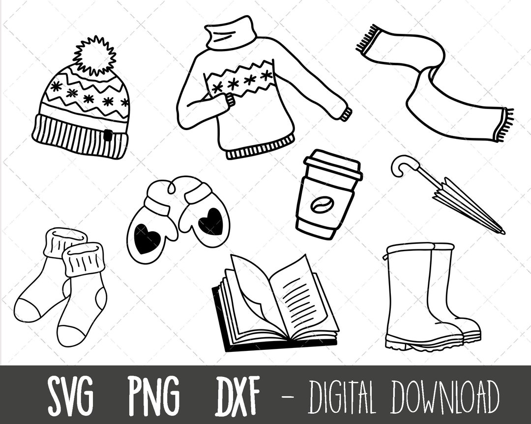 Fall SVG Bundle, Sweater Svg, Cosy Fall Svg, Autumn Clipart, Woolly Hat ...