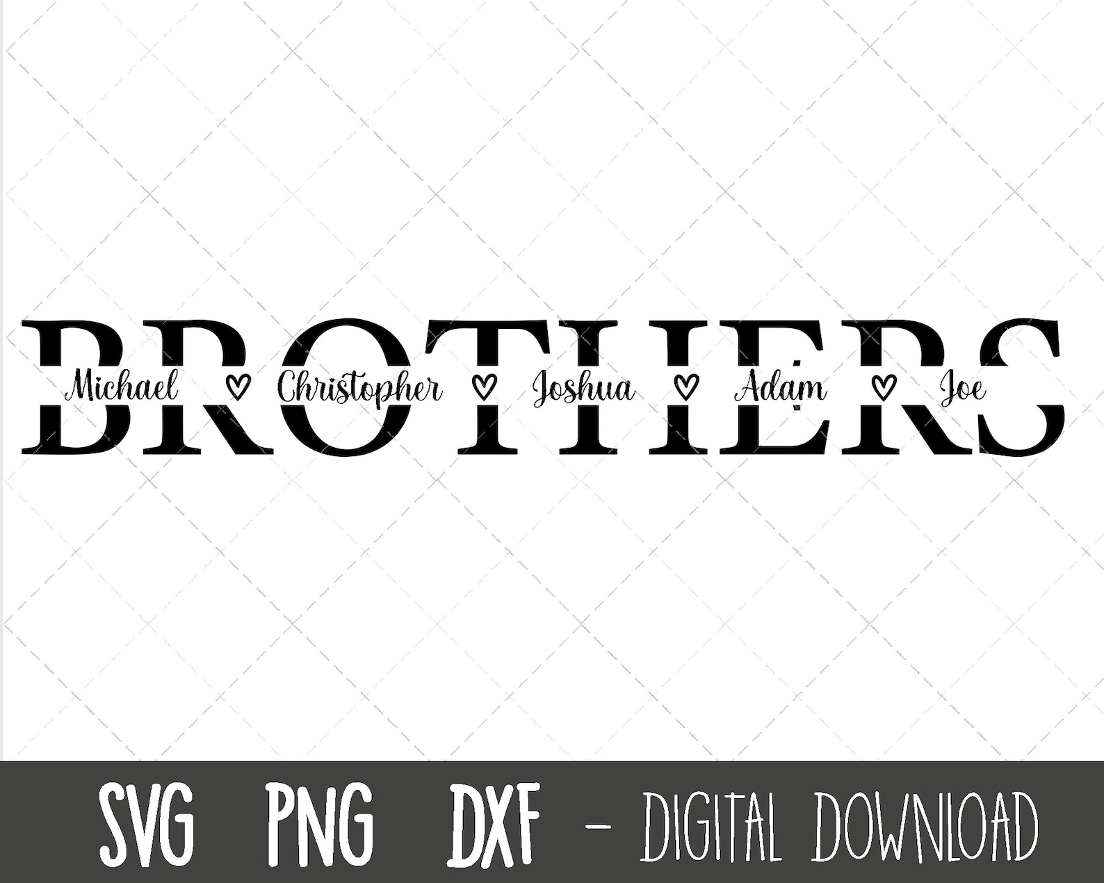 Brother SVG Sibling Svg Brother Split Name Frame Svg - Etsy