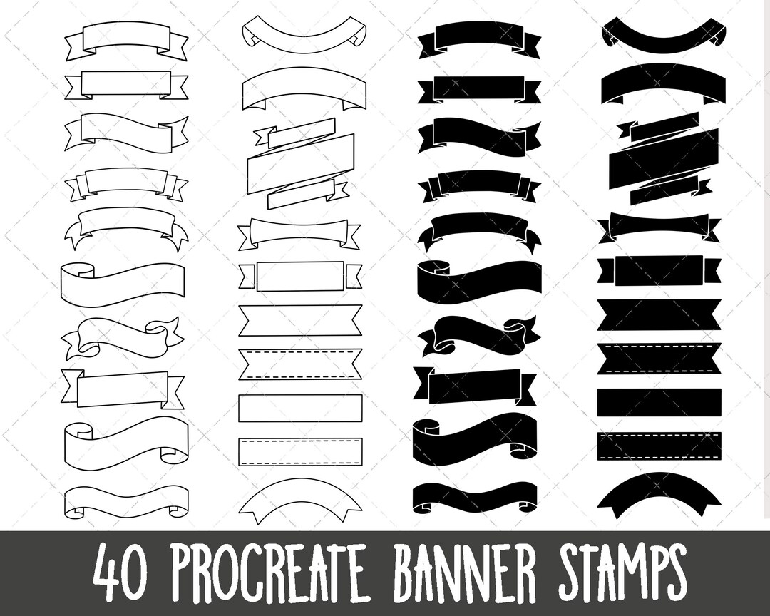 Ribbon Banner Procreate Stamps, Procreate Stamp Set, Procreate Banner ...