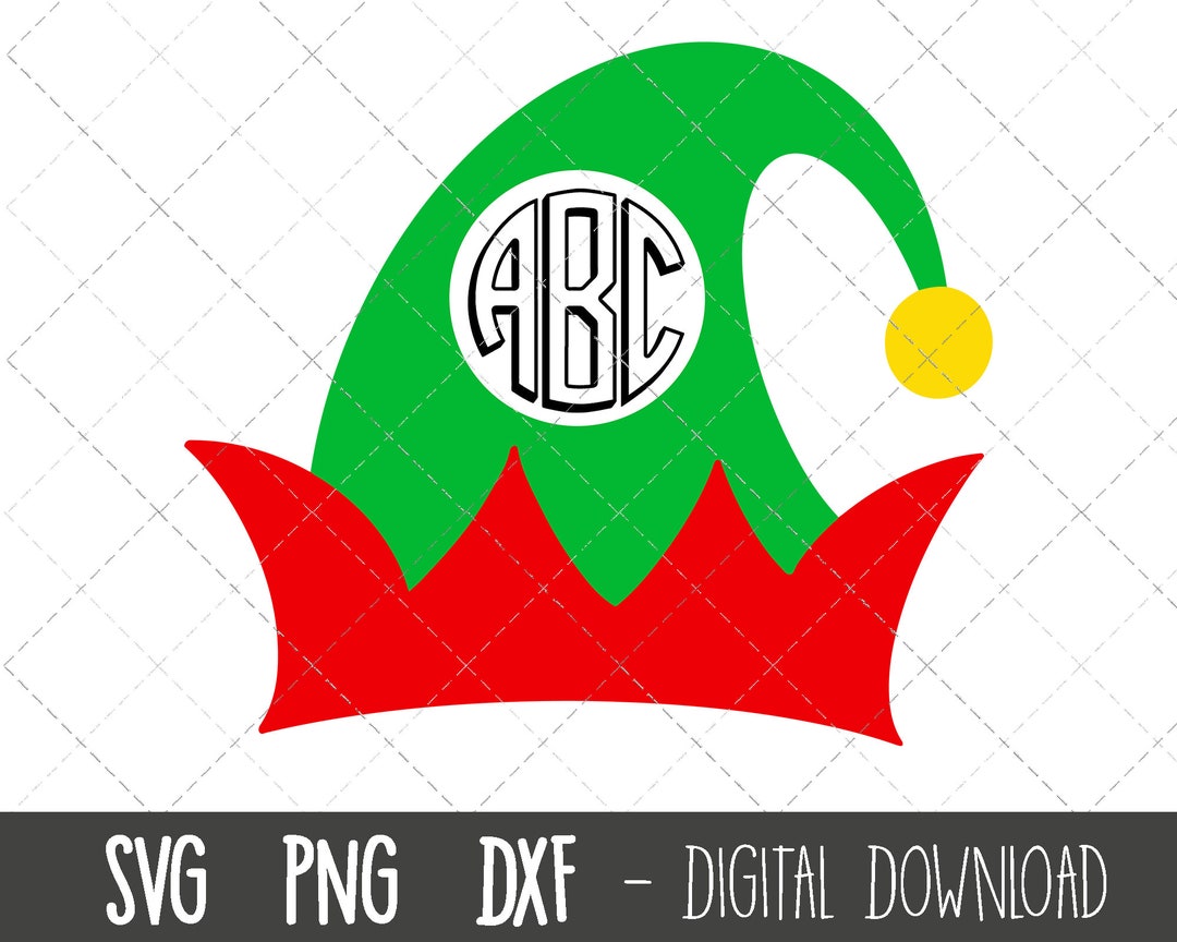 Elf Hat Monogram Svg, Elf Svg, Christmas Svg, Elf Momogram Svg, Elf Hat ...