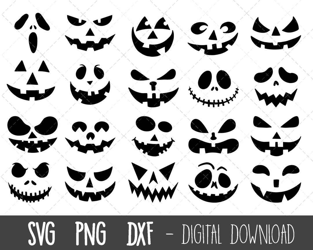 Halloween Pumpkin Faces SVG Bundle, Pumpkin Face Cut File, Pumpkin ...