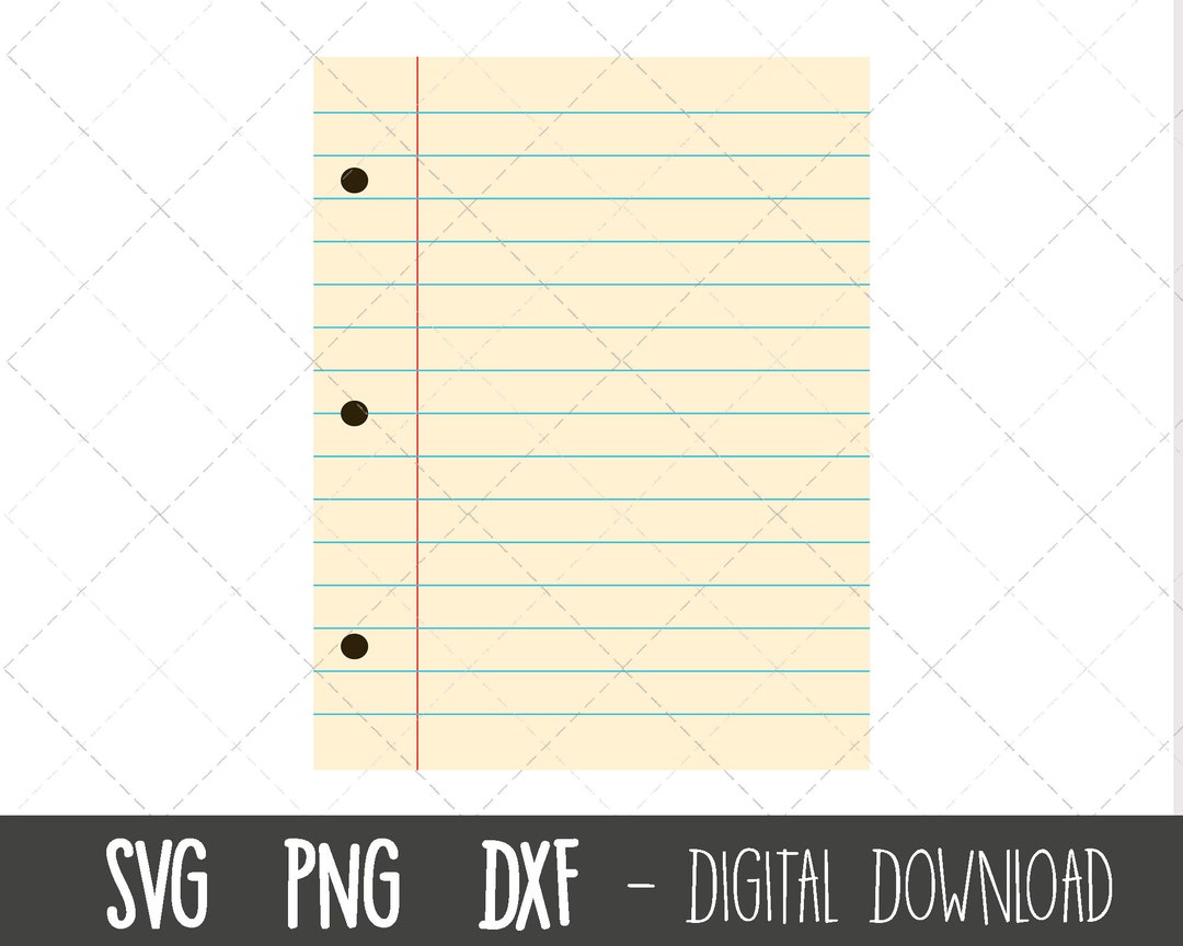 Lined Notebook Paper SVG, School Paper Svg, School Clip Art, Copybook ...