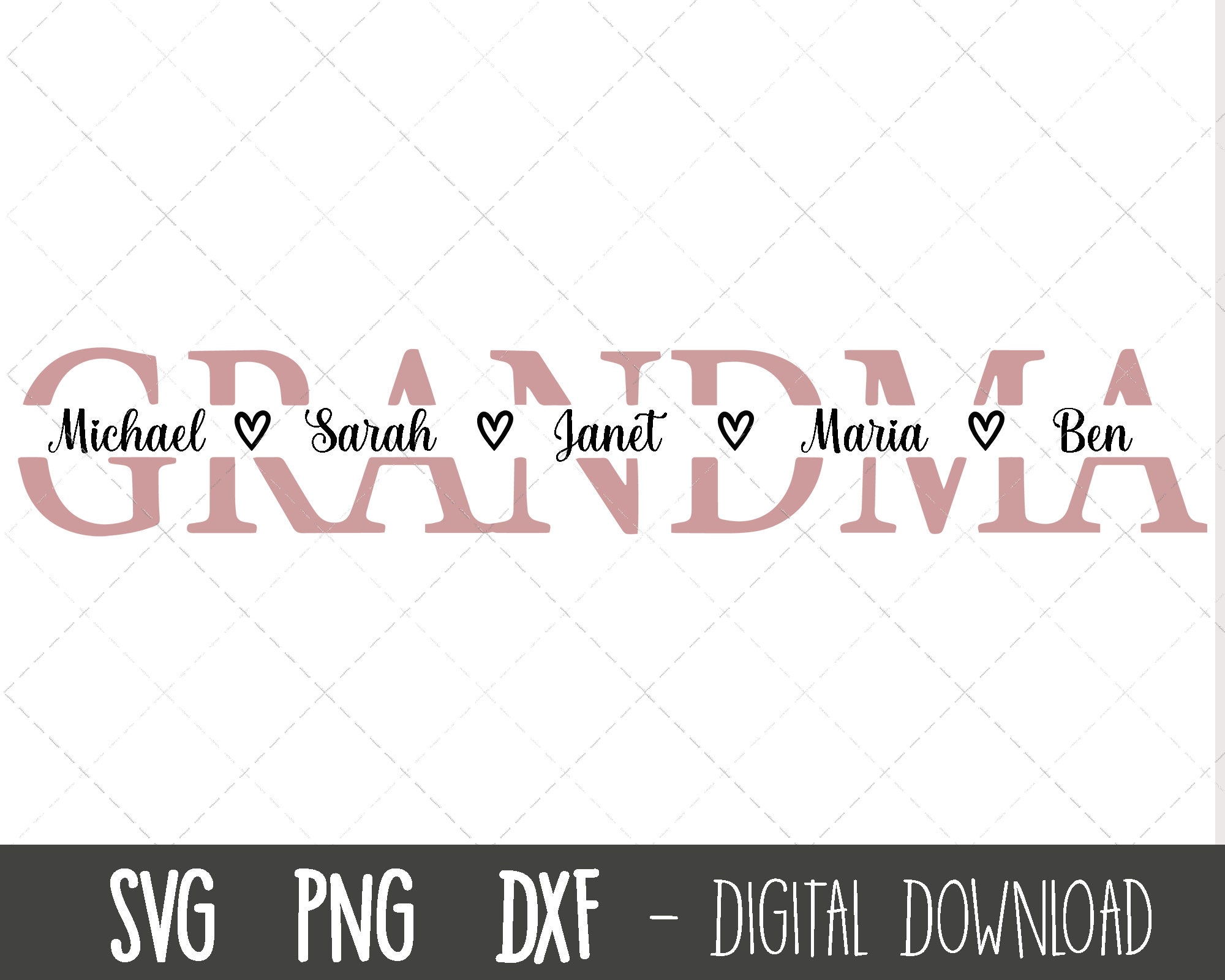 Grandma Svg Grandmother Svg Grandma Split Name Frame Svg Etsy New Zealand