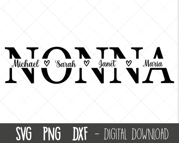 Nonna SVG Grandmother Svg Nonna Split Name Frame Svg - Etsy