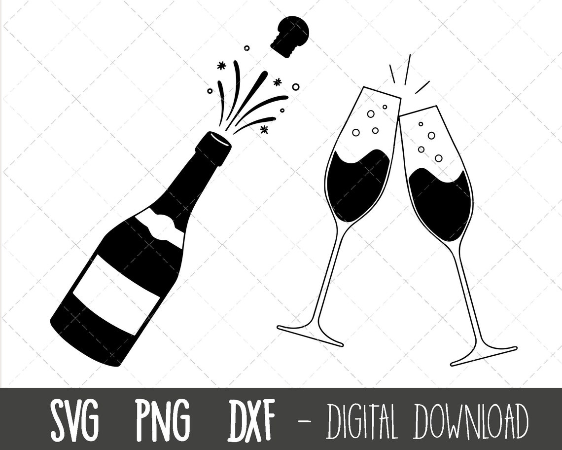Champagne Bottle SVG Champagne Glasses Svg Celebration Svg - Etsy